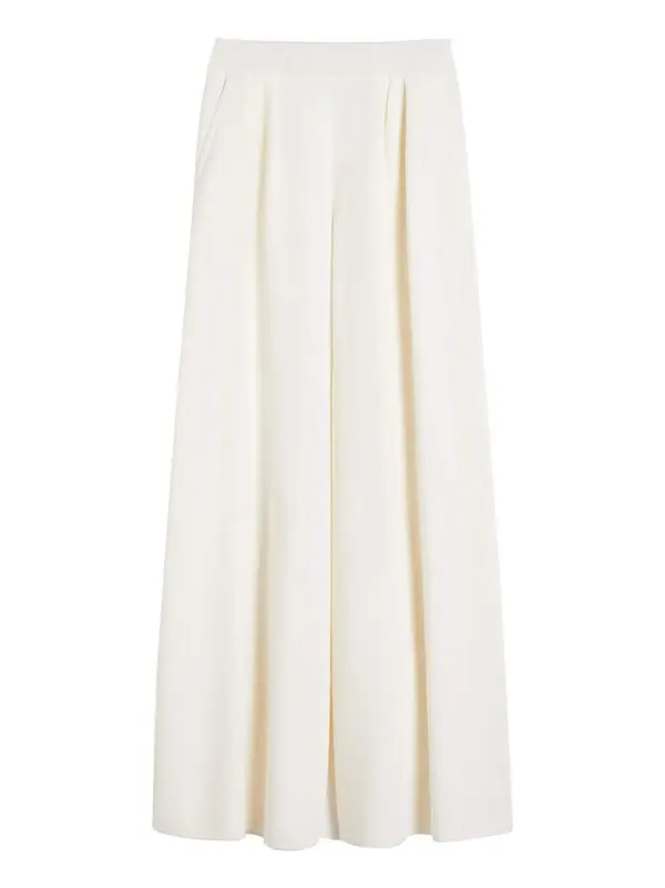 Max Mara Wool Knitted Wide-leg Trousers - White