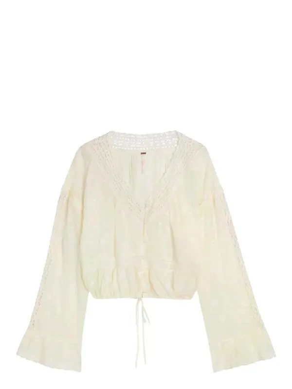 Free People Floral-embroidered Blouse - Neutrals