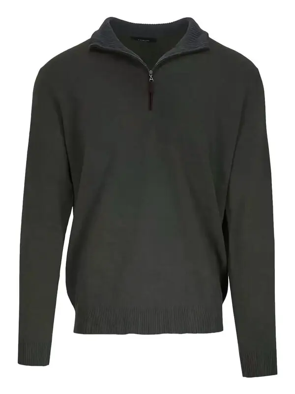 Kinross Cashmere Half-zip Point Collar Sweater - Green