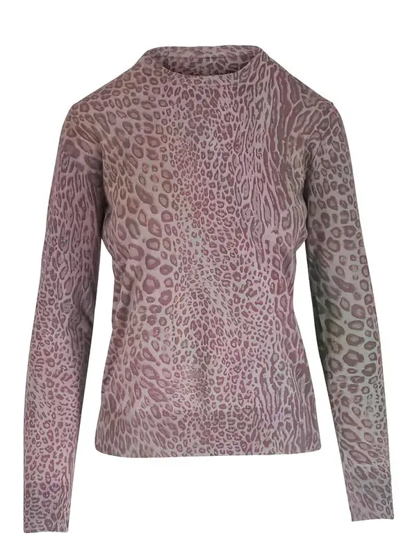 Kinross Cashmere Animal-print Fine Knit Top - Neutrals