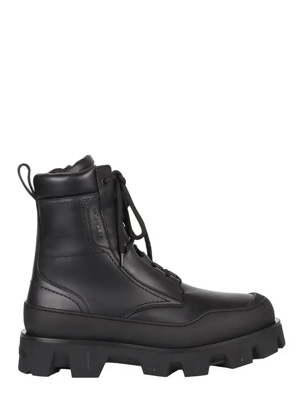 Moncler Laced Leather Boots - Black