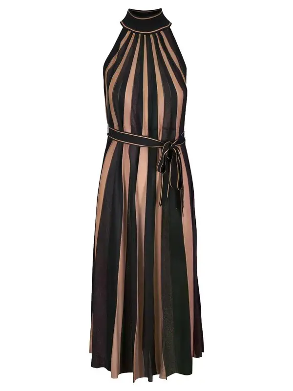 Zimmermann Striped Halterneck Midi Dress - Black