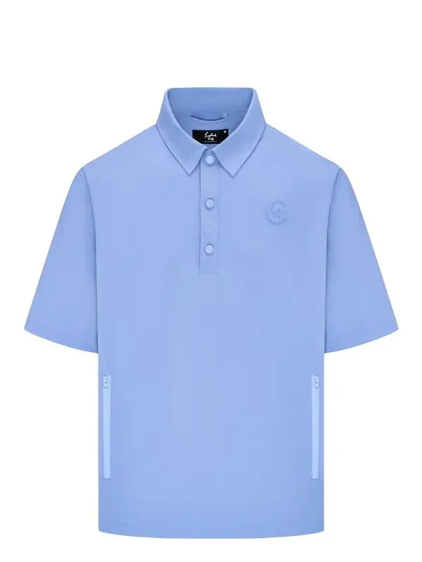 EASTSIDE GOLF Breaker Woven Logo Graphic Polo - Provence Blue