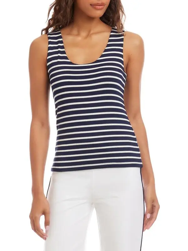 Karen Kane Striped Scoop Neck Tank - Stripe