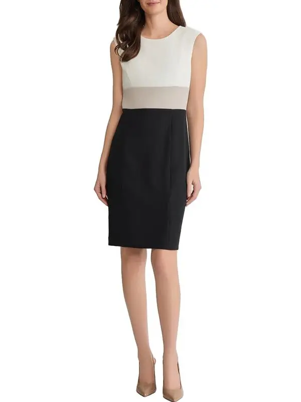 KASPER Colorblock Sheath Dress - Vanilla Ice Multi