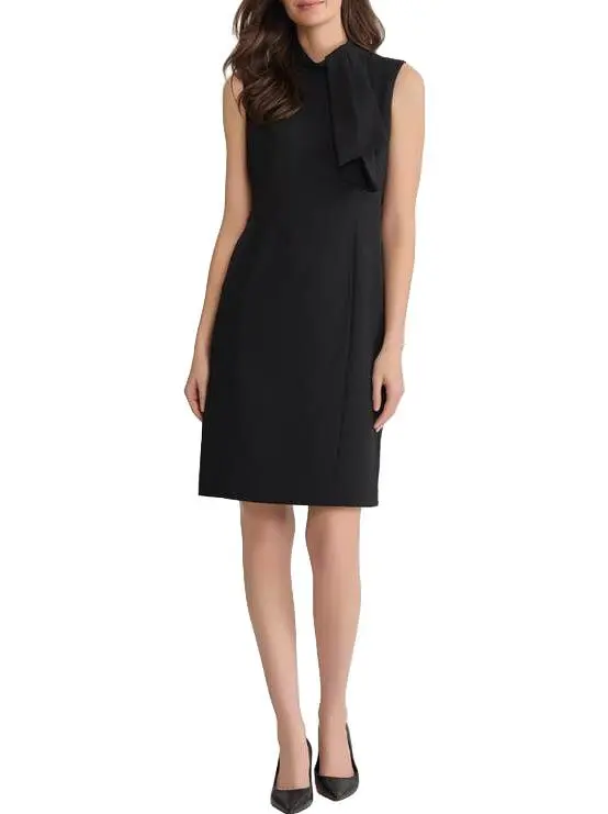 KASPER Neck Tie Sleeveless Sheath Dress - Black