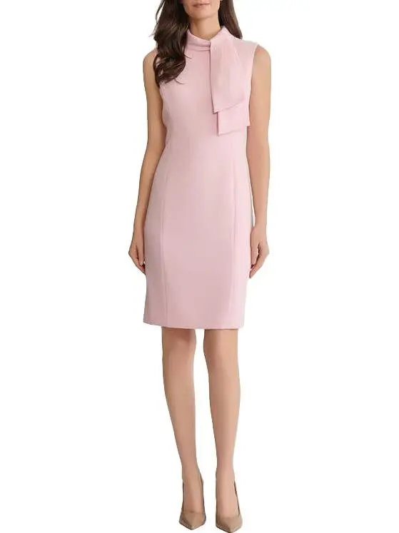 KASPER Neck Tie Sleeveless Sheath Dress - Tutu Pink