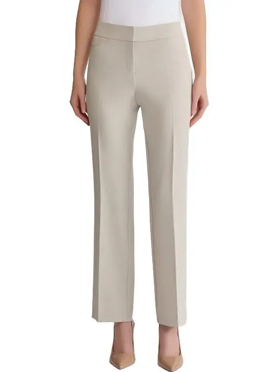 KASPER Flat Front Trousers - Summer Straw