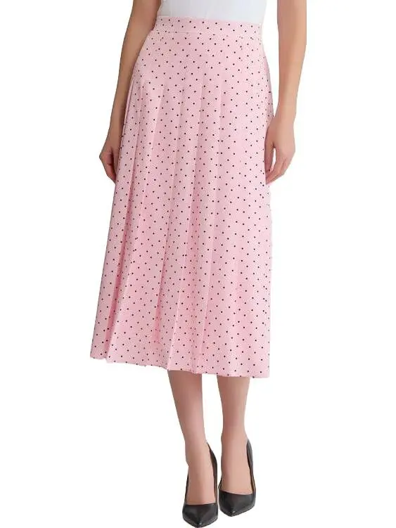 KASPER Pleated Polka Dot Skirt - Tutu Pink/black