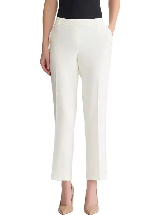 KASPER Flat Front Straight Leg Trousers - Vanilla Ice