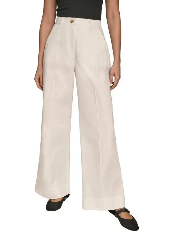 Donna Karan New York Pintuck High-waist Wide-leg Pants - Cream