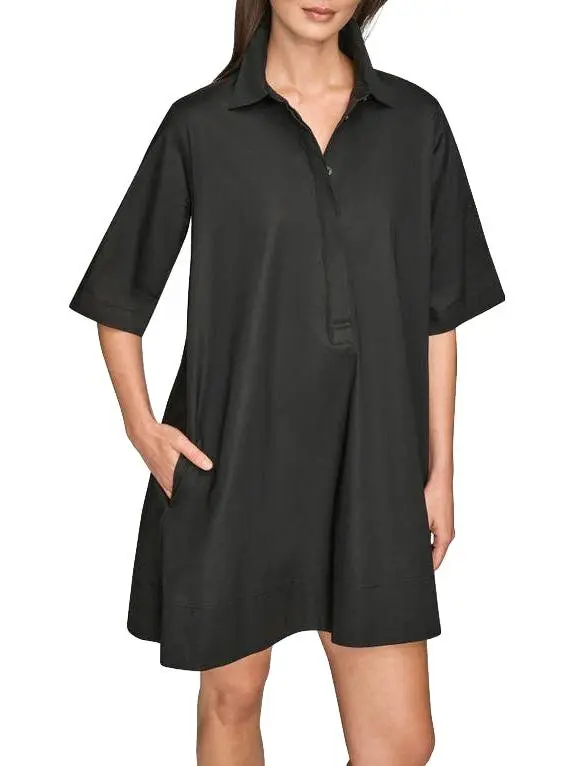 Donna Karan New York Collared Elbow Sleeve Dress - Black