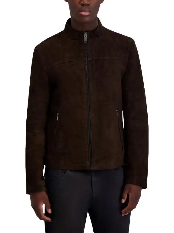 Karl Lagerfeld Suede Zip Jacket - Brown