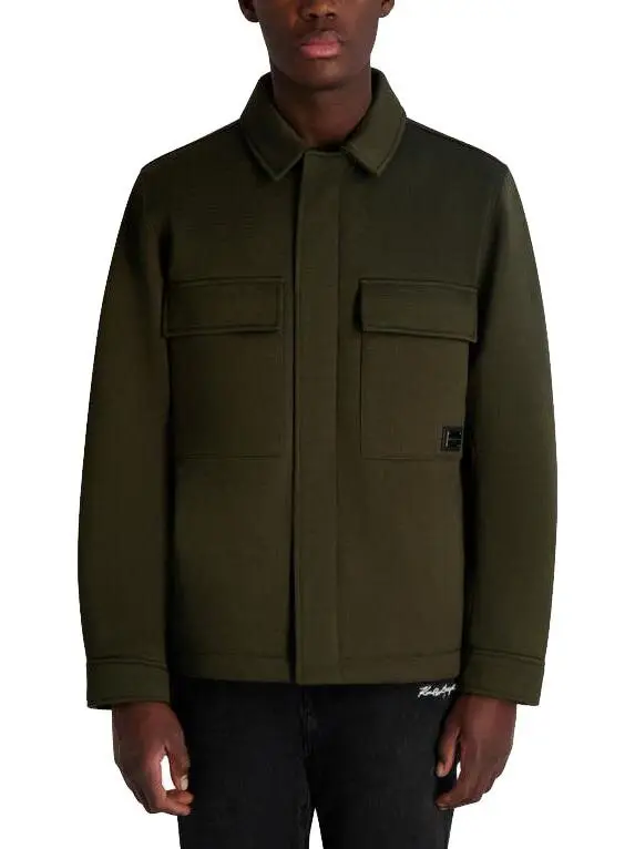Karl Lagerfeld Twill Shirt Jacket - Olive