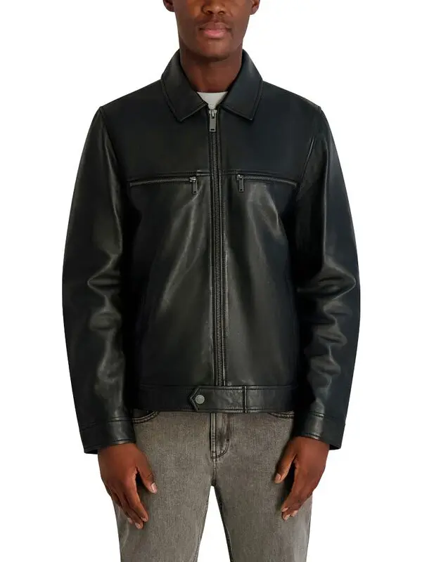 Karl Lagerfeld Leather Zip Jacket - Black
