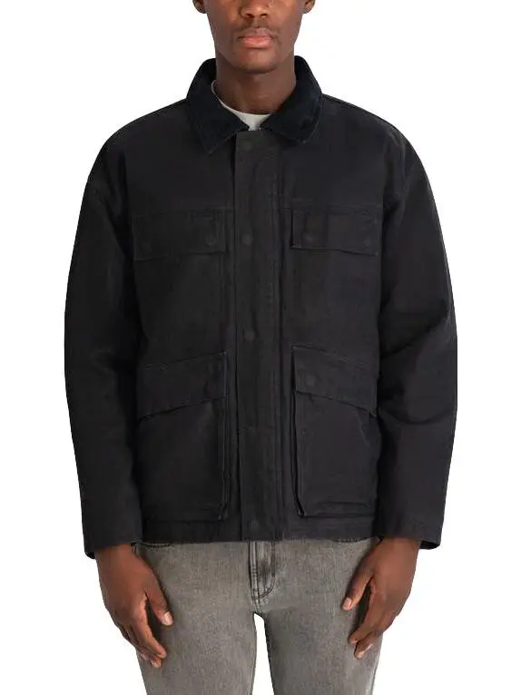 Karl Lagerfeld Waxed Cotton Jacket With Corduroy Collar - Black