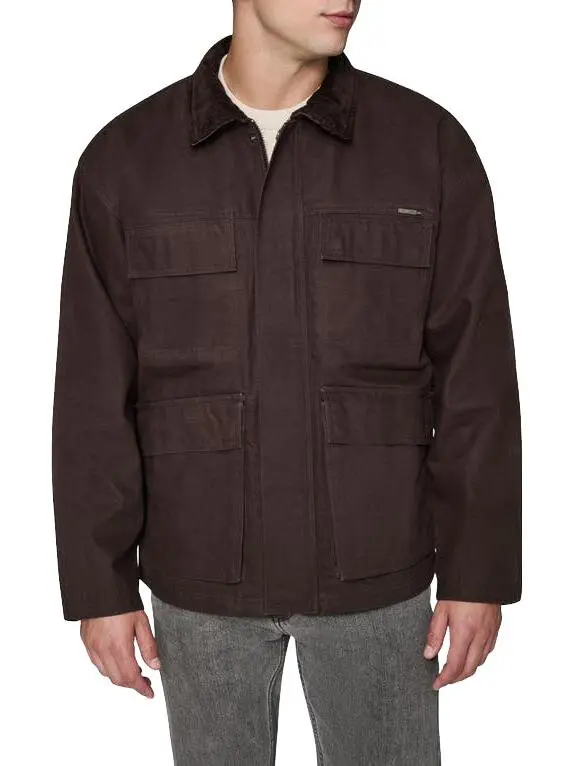 Karl Lagerfeld Waxed Cotton Jacket With Corduroy Collar - Brown