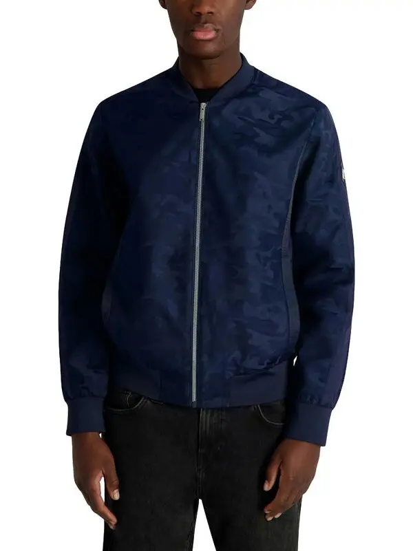 Karl Lagerfeld Camo Print Bomber Jacket - Navy