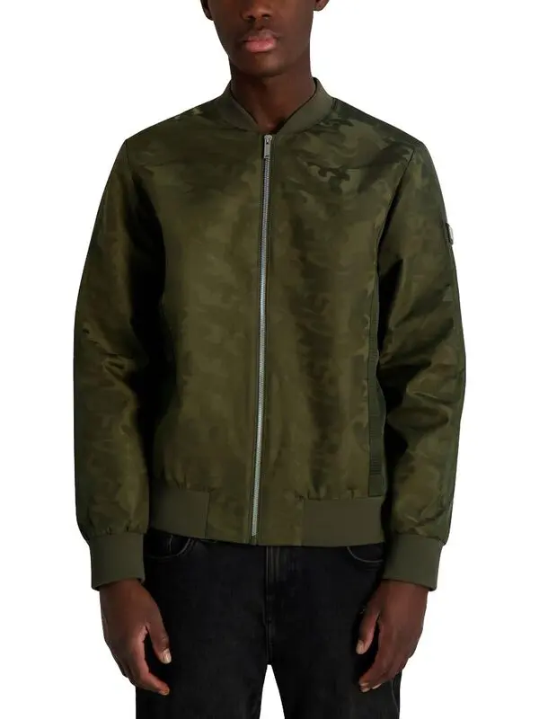 Karl Lagerfeld Camo Print Bomber Jacket - Olive