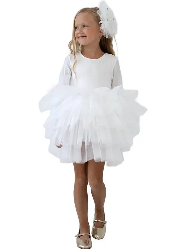 MINI CELEBRITIES Open Back Fluffy Tutu Dress - White Lily