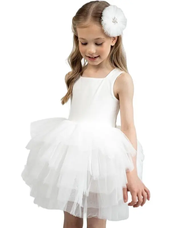 MINI CELEBRITIES Lily Sleeveless Tutu Dress - White Lily