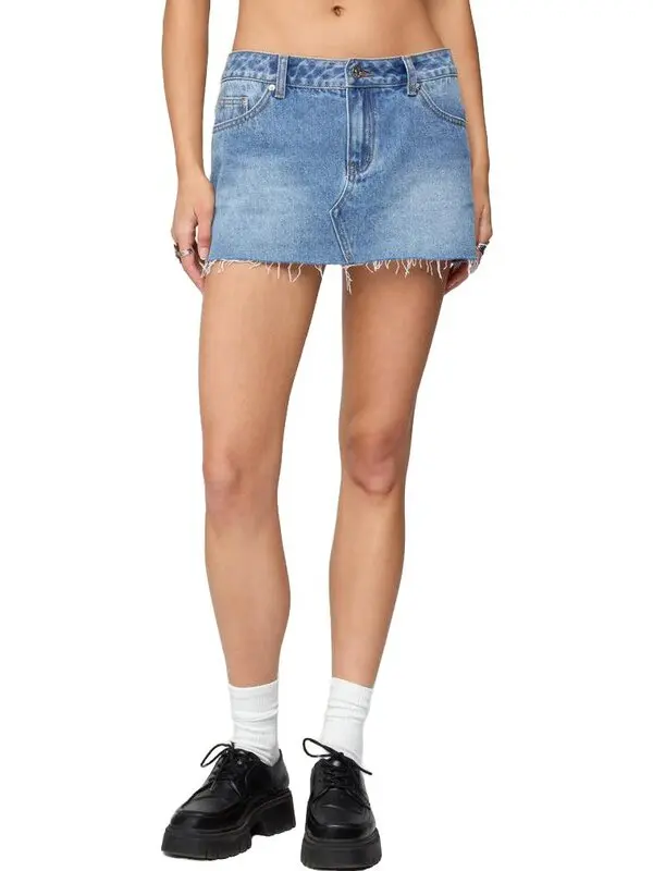 EDIKTED Micah Low-rise Denim Mini Skirt - Blue-washed