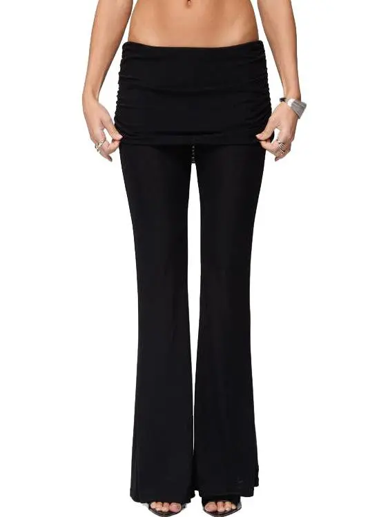 EDIKTED Skirted Flare-leg Pants - Black