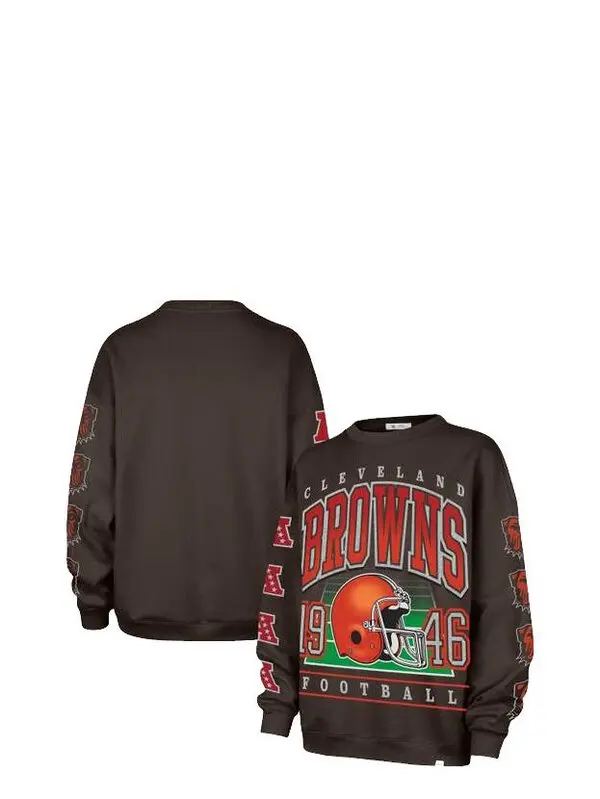 '47 Cleveland Browns Oversized Pullover Sweatshirt - Brown