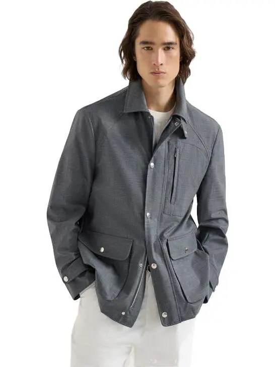 Brunello Cucinelli Bonded Fresco Field Jacket - Grey