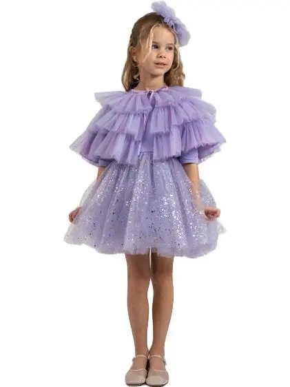 MINI CELEBRITIES Shiny Tulle Dress Set - Shiny Lilac