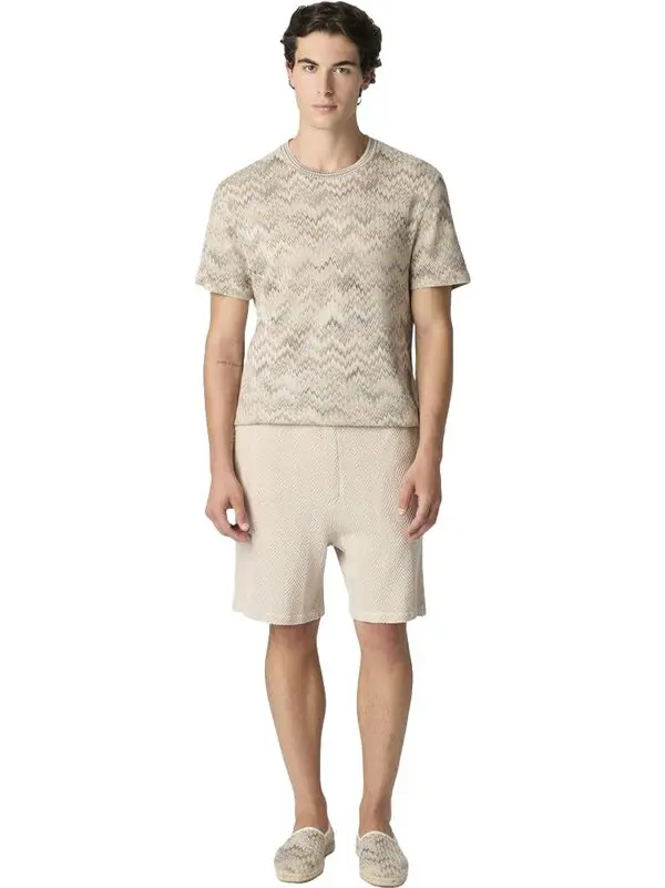Missoni Bermuda Shorts With Zigzag Pattern - Beige& White