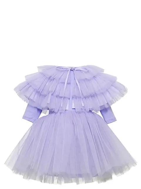 MINI CELEBRITIES Cloud Tulle Dress Set - Purple Bloom