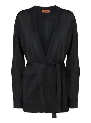 Missoni Viscose Lamé Belted Cardigan - Black