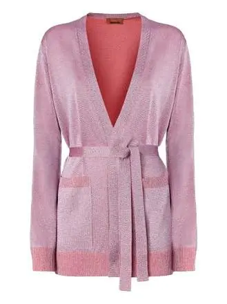 Missoni Viscose Lamé Belted Cardigan - Lilac& Pink