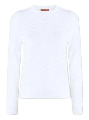 Missoni Cotton Viscose Chevron Knit Pullover - White