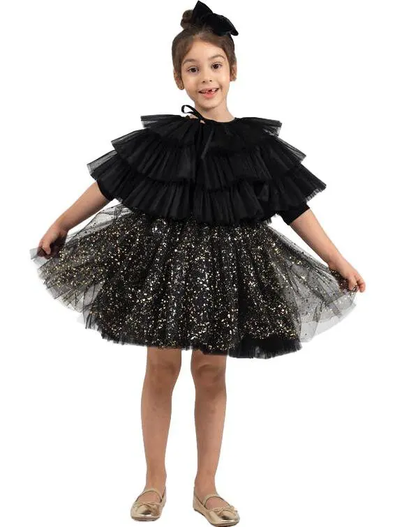 MINI CELEBRITIES Blaire Tulle Dress Set - Black Sparkle