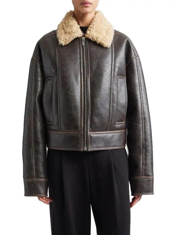 A.L.C. Stevie Faux Shearling Collar Jacket - Deepest Brown