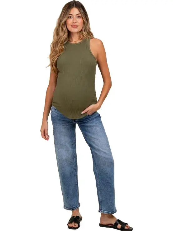 PINKBLUSH Slim Ankle Barrel Leg Maternity Jeans - Blue