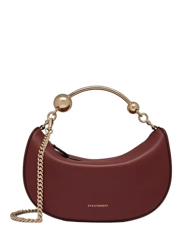 Strathberry Mini Crescent Moon Leather Shoulder Bag - Oxblood