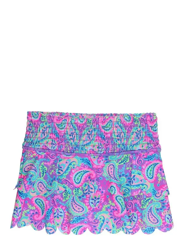 RUFFLEBUTTS Upf 50+ Active Tiered Flare Skort - Neon Paisley Pop