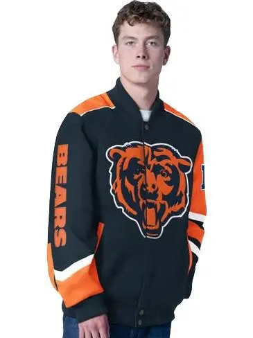 G-III SPORTS BY CARL BANKS Chicago Bears Full-zip Racing Jacket - Navy
