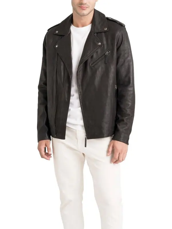 VELEZ Capri Leather Semi-fitted Biker Jacket - Black