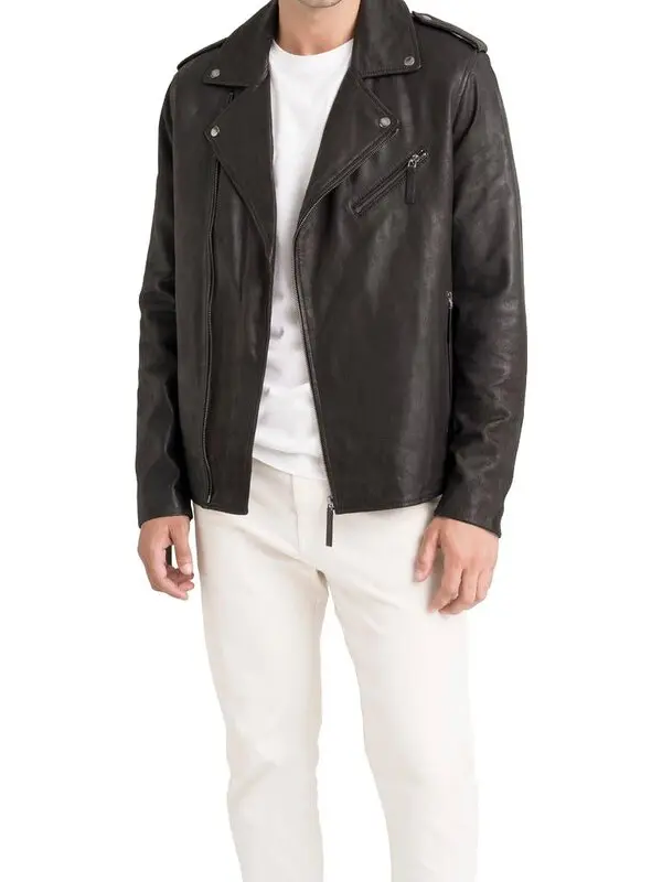 VELEZ Capri Leather Semi-fitted Biker Jacket - Black