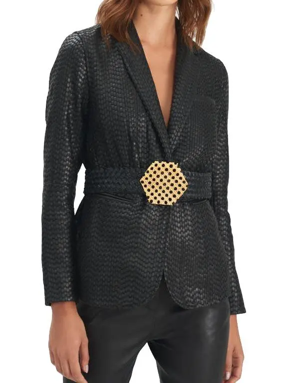 VELEZ Tatacoa Woven Leather Blazer - Black