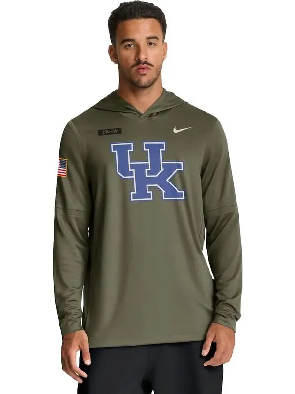 Nike Kentucky Wildcats 2025 Military Appreciation Dri-fit Long Sleeve Hoodie T-shirt - Olive
