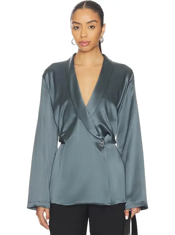 EAVES Sigrun Slouch Waist Robe Top - Granite