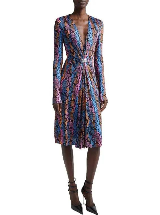 Versace Python Print Liquid Jersey Dress - Sky Pink Sapphire Spice