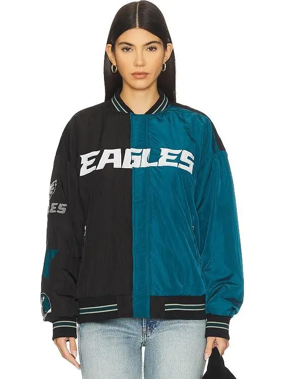Terez Eagles Multi Logo Bomber - Black & Green