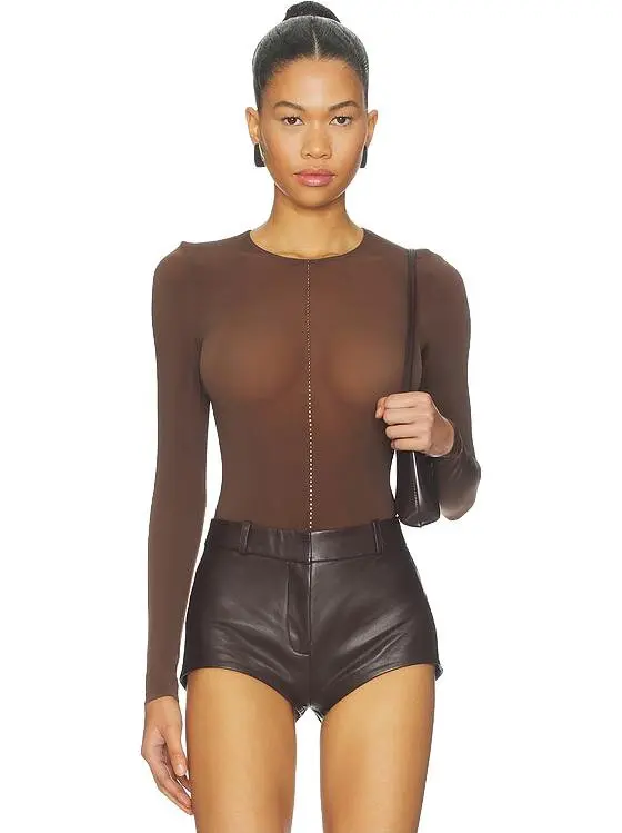 Wolford Crystal String Bodysuit - Umber & Jet Nut