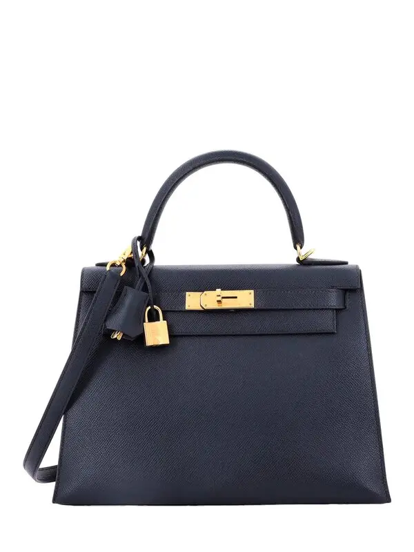 HERMES Kelly Handbag 28 Black Epsom With Gold Hardware - Noir